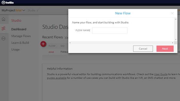 Twilio Studio integration - Treta Infotech
